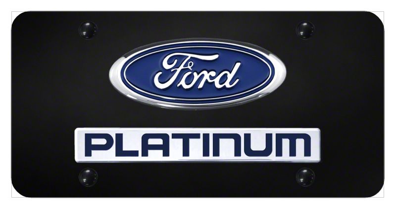 F-250 Super Duty Dual Platinum License Plate; Chrome on Black ...
