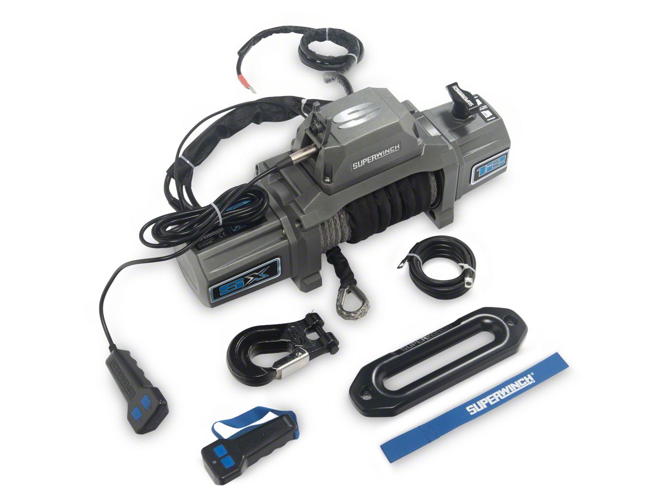 Superwinch Sierra 1500 12,000 lb. SX12SR Winch with Synthetic Rope and ...