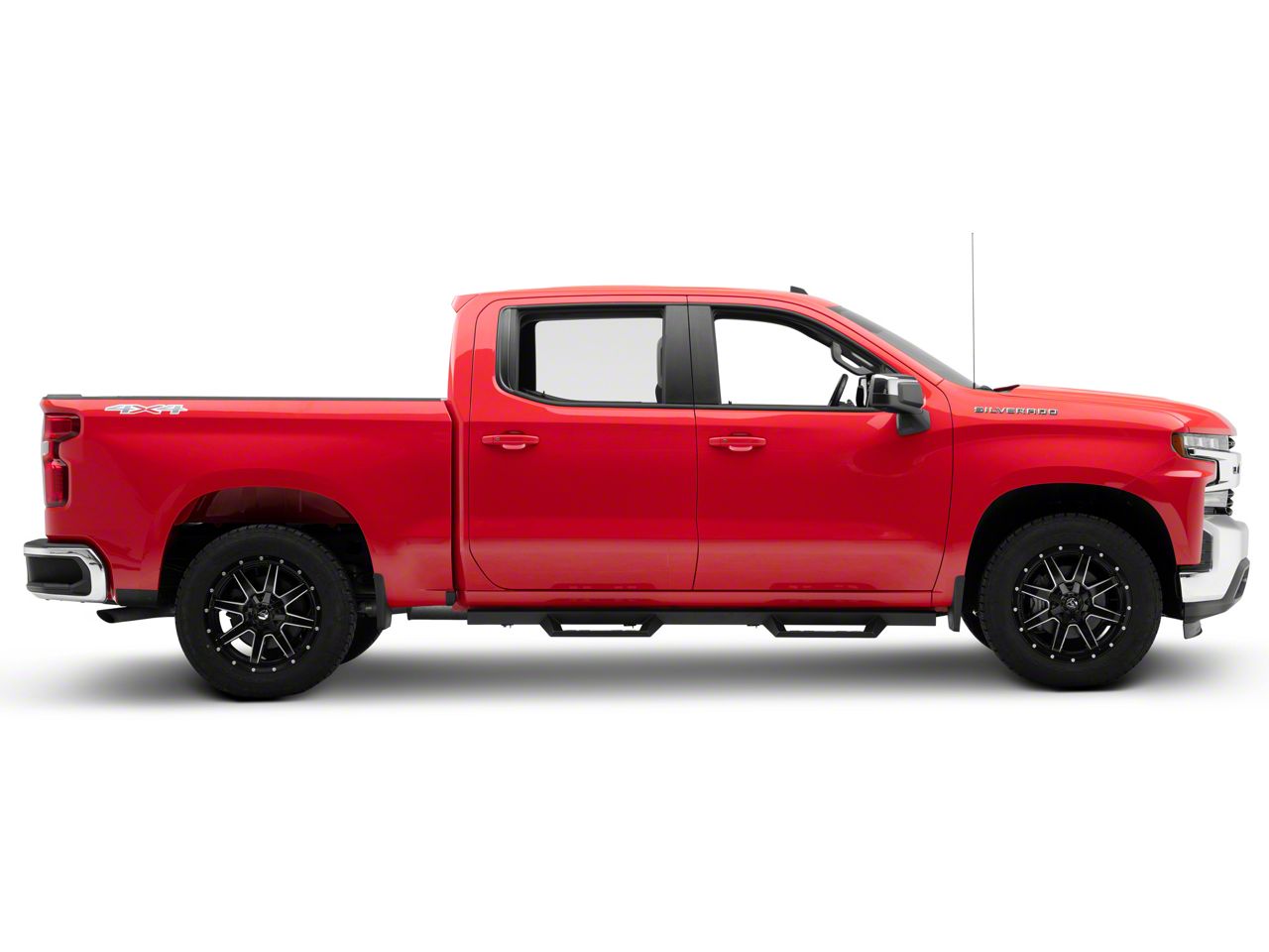 Silverado 1500 4-Inch Drop Sniper Running Boards; Textured Black (19-25 ...