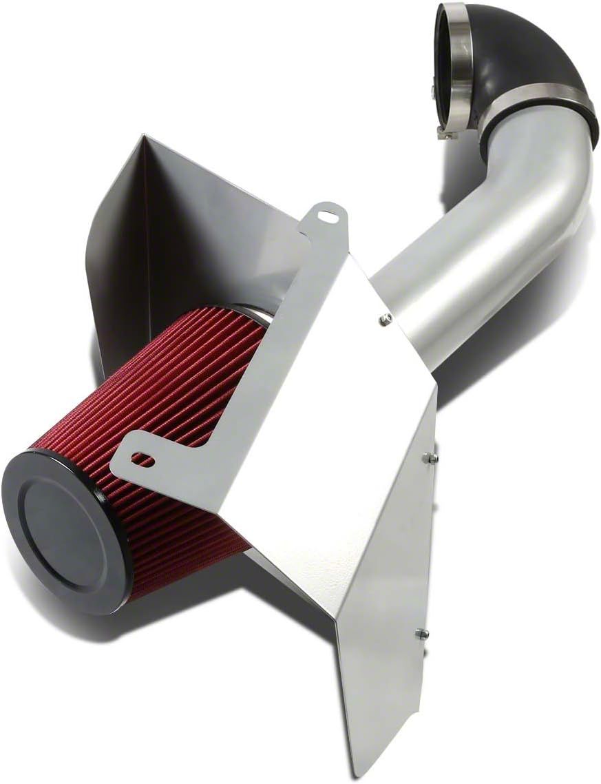 Tahoe Aluminum Cold Air Intake with Red Filter and Heat Shield; Silver ...
