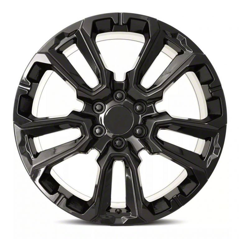 Tahoe GM Split 5-Spoke Replica Gloss Black 6-Lug Wheel; 22x9; 28mm ...
