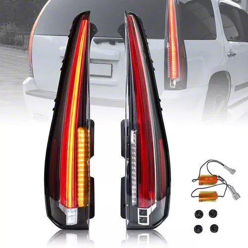 Tahoe LED Tail Lights with Start-Up Animation; Black Housing; Red Clear ...