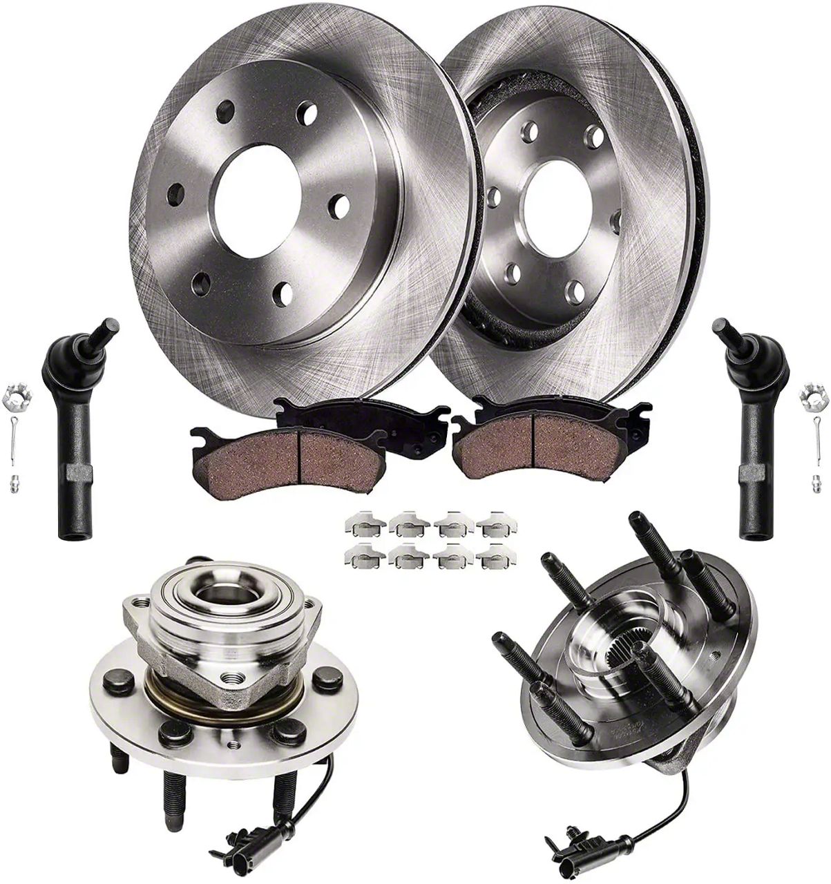 Tahoe Vented 6-Lug Brake Rotor, Pad, Hub Assembly and Outer Tie Rod Kit ...