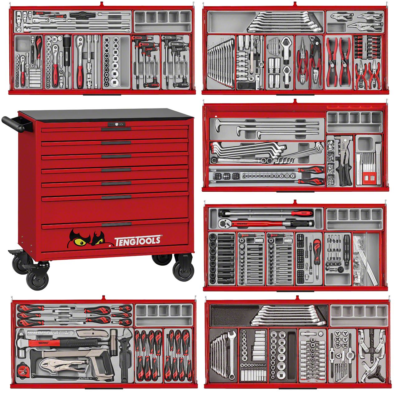 Teng Tools Universal AT 37-Inch PRO35 Red Roller Cabinet Tool Kit ...