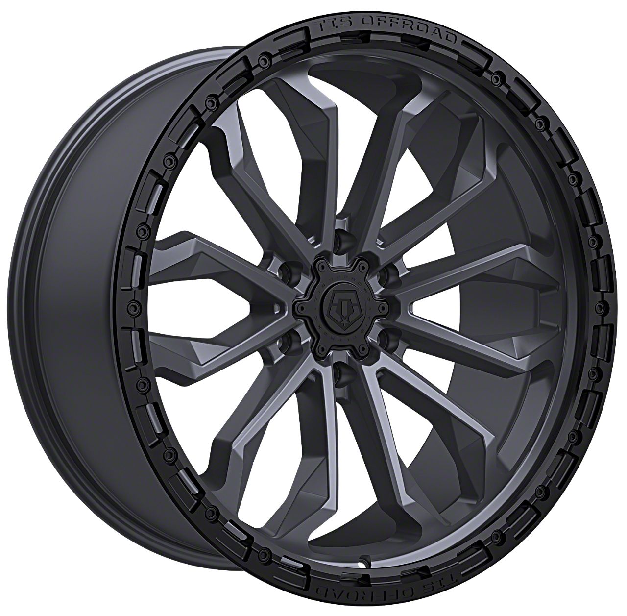 TIS Ranger 556 Satin Anthracite with Black Bead Ring 6-Lug Wheel; 22x10 ...