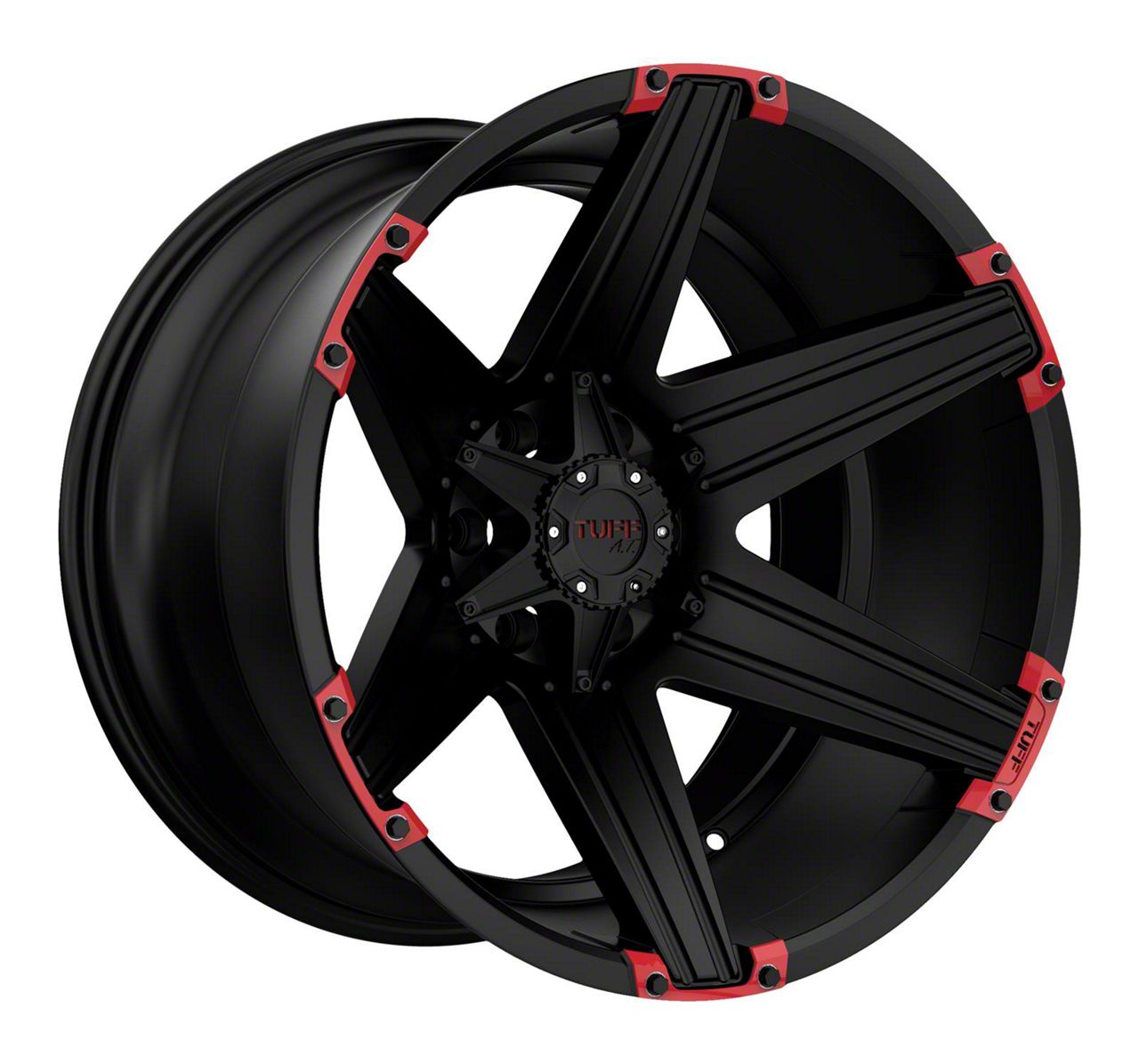 Tuff A.T. Silverado 1500 T12 Satin Black with Red Inserts 6-Lug Wheel ...
