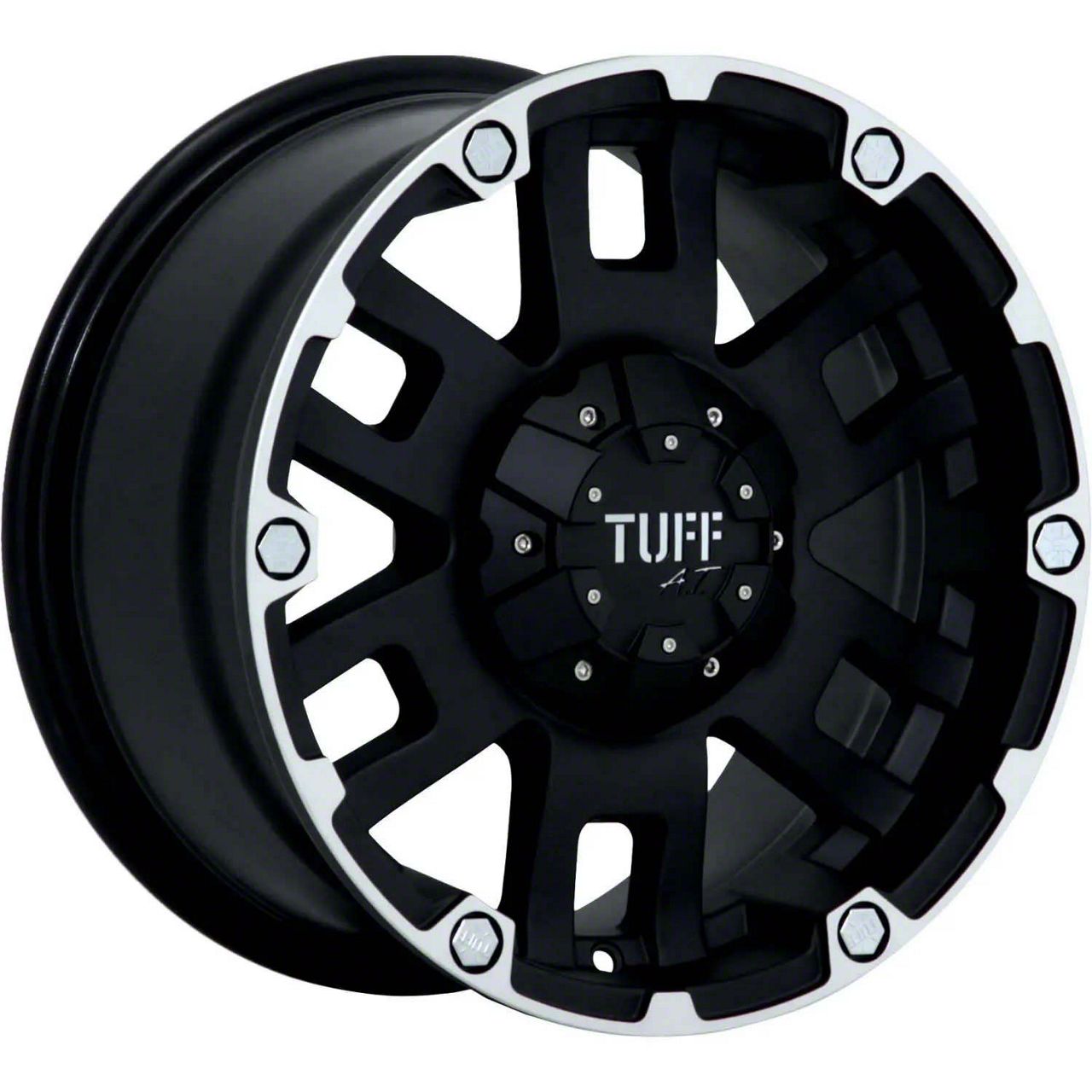 Tuff A.T. RAM 1500 T-13 Matte Black with Machined Face 8-Lug Wheel ...