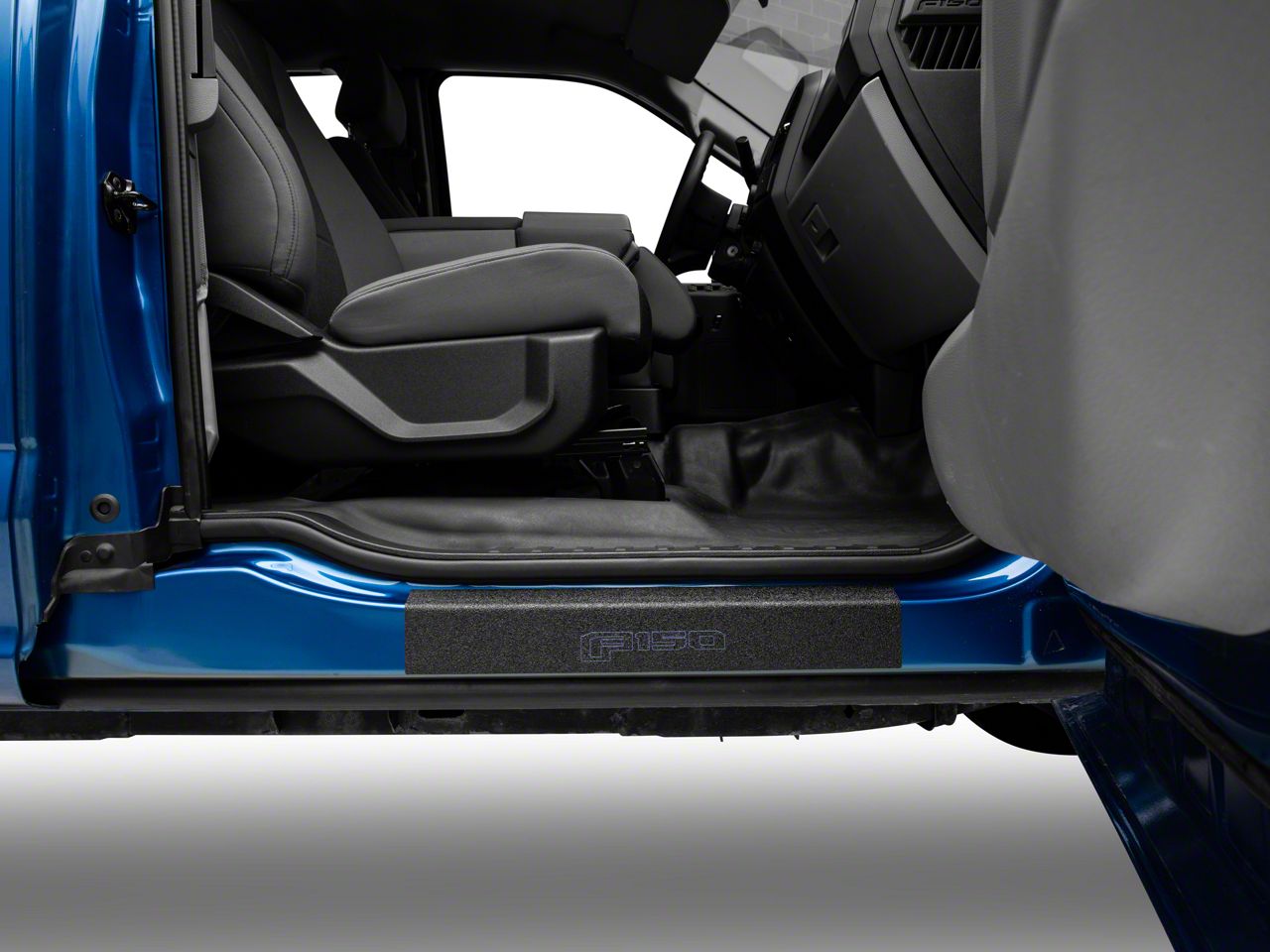 F-150 Front Door Sill Protection with F-150 Logo; TUF-LINER Black ...