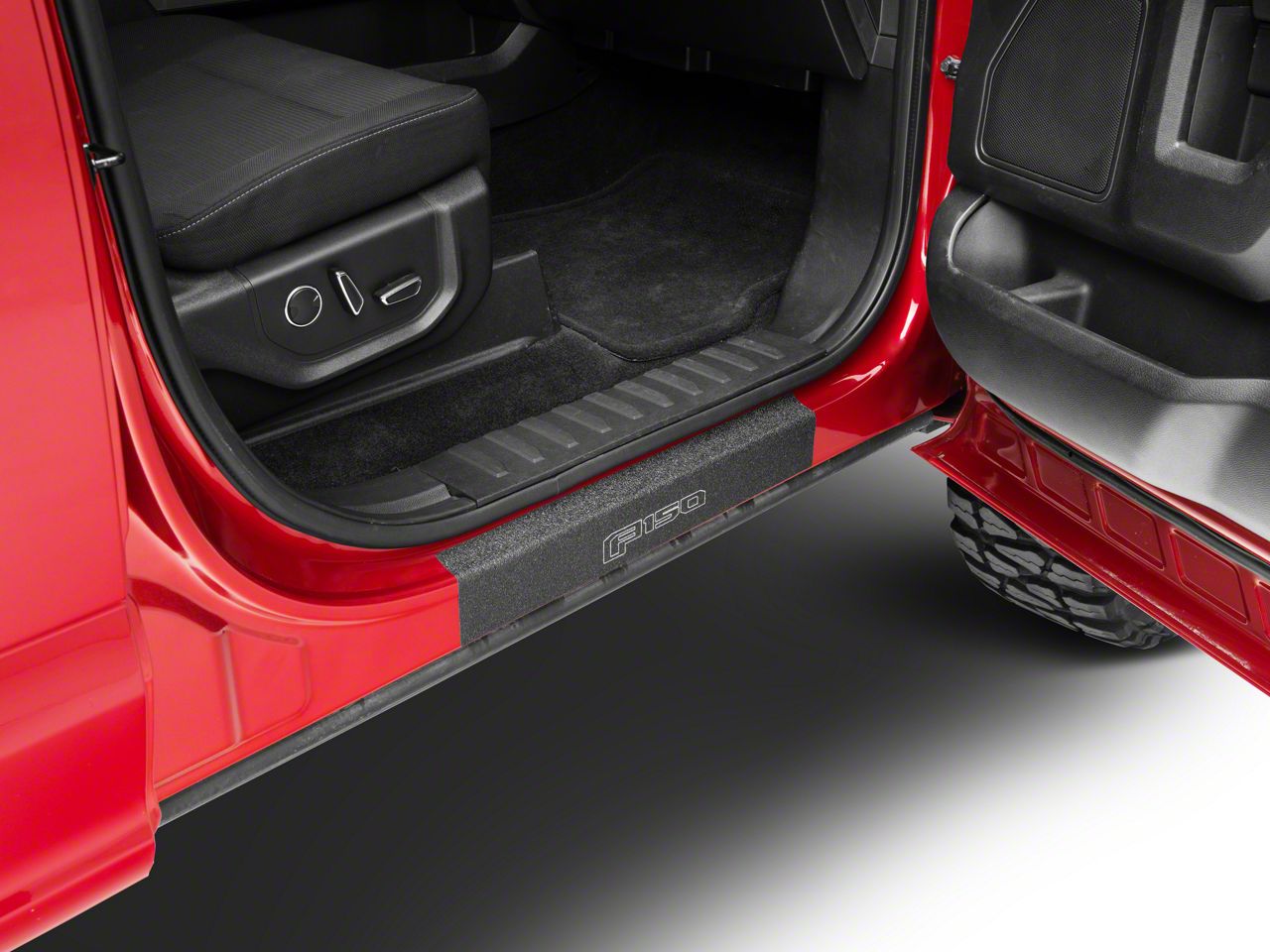 F-150 Front Door Sill Protection with F-150 Logo; TUF-LINER Black ...