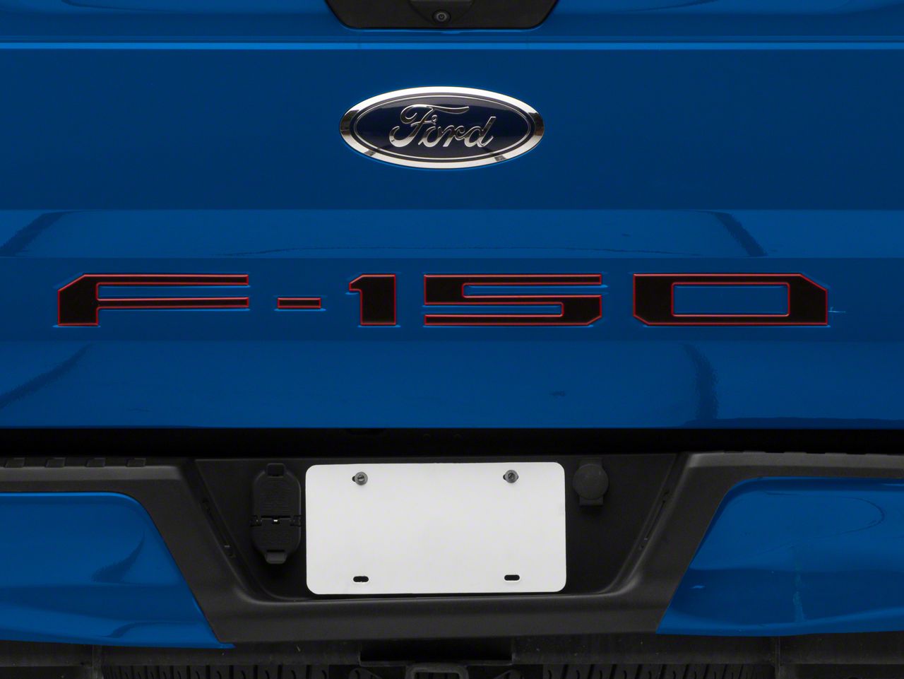F-150 Tailgate Insert Letters; Matte Black with Red Outline (18-20 F ...