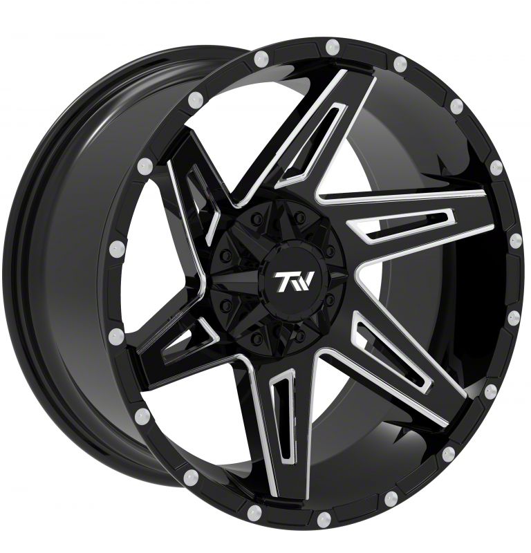 TW Offroad Sierra 1500 T4 Spin Gloss Black with Milled Spokes 6-Lug ...