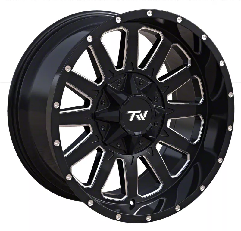 TW Offroad Tahoe T5 Triangle Gloss Black with Milled Spokes 6-Lug Wheel ...