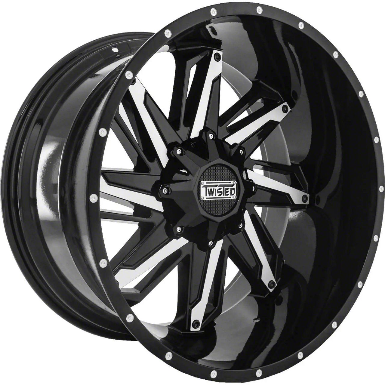 Twisted Off-Road F-350 Super Duty T-22 Razor Gloss Black Machined 8-Lug ...