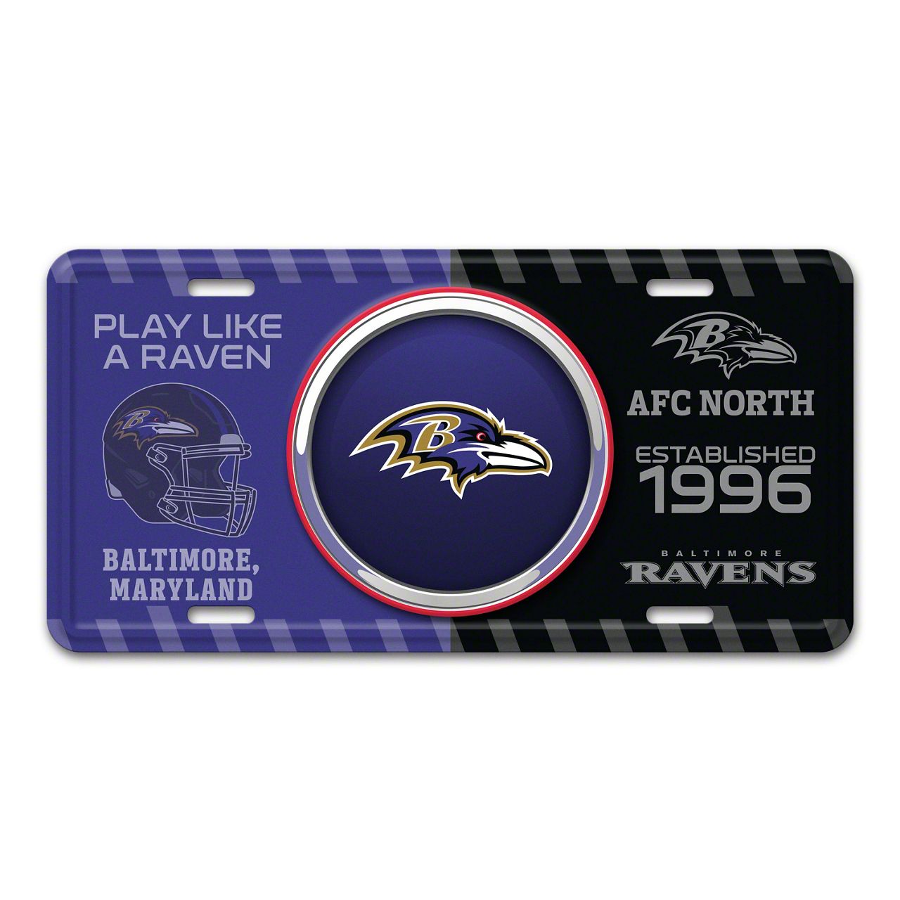 Universal AT Embossed Metal License Plate with Baltimore Ravens Logo ...