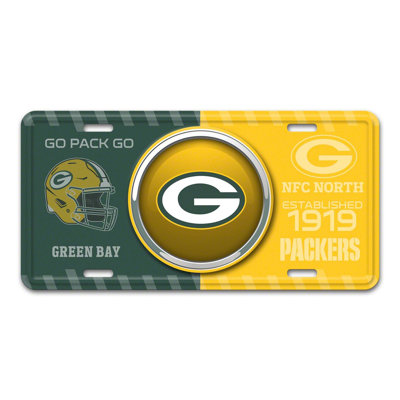 Universal AT Embossed Metal License Plate with Green Bay Packers Logo ...