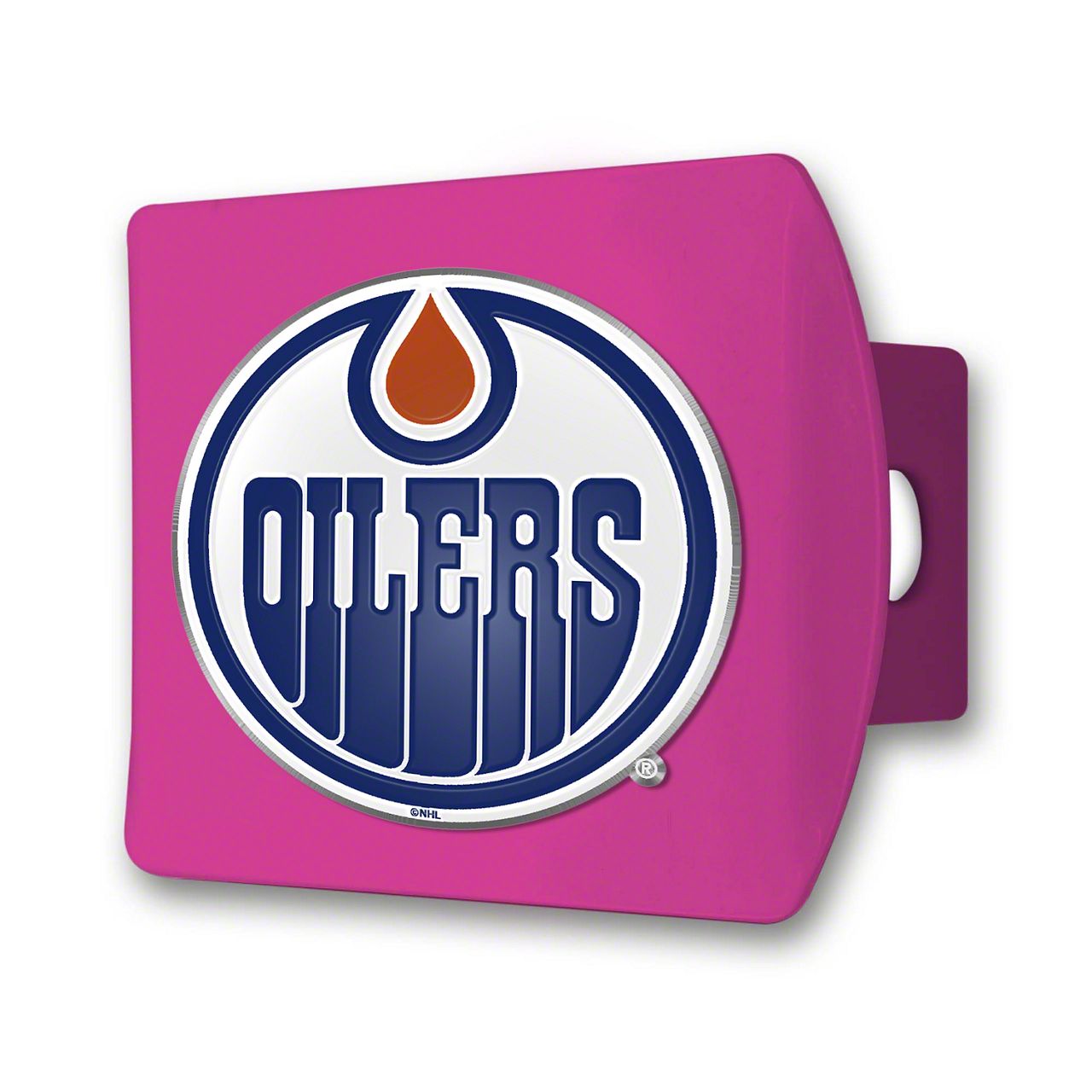 Universal AT Hitch Cover with Edmonton Oilers Logo; Pink (Universal ...