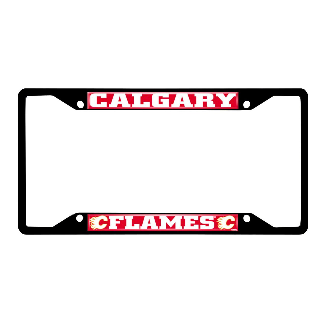 Universal AT License Plate Frame with Calgary Flames Logo; Black and ...