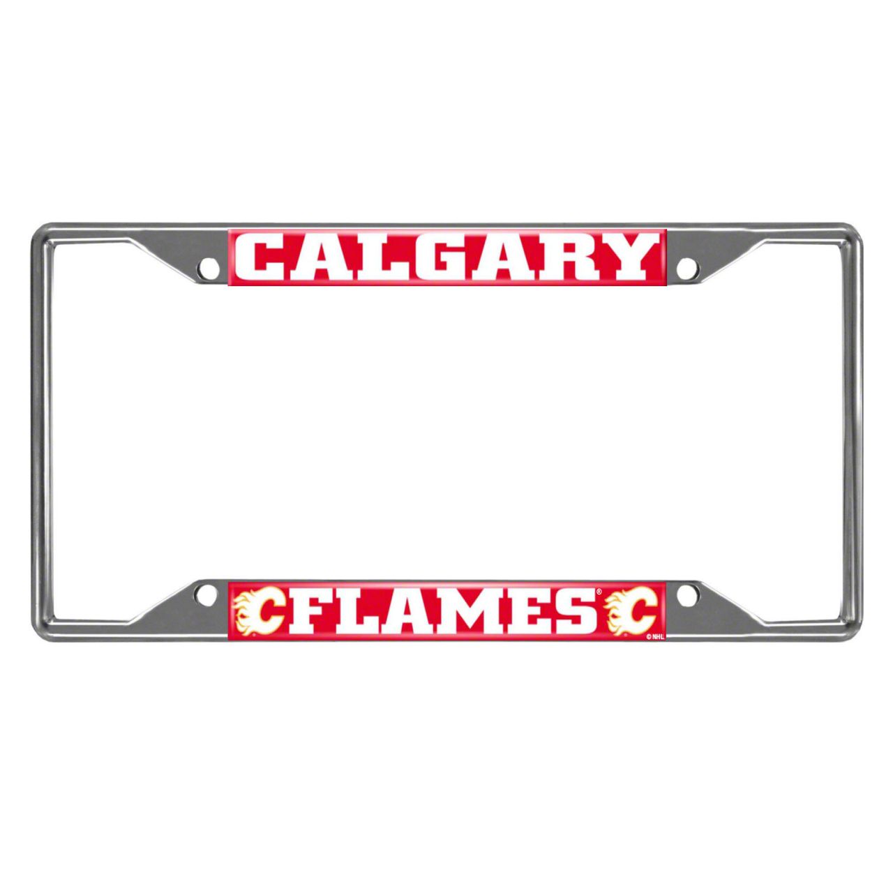 Universal AT License Plate Frame with Calgary Flames Logo; Chrome ...