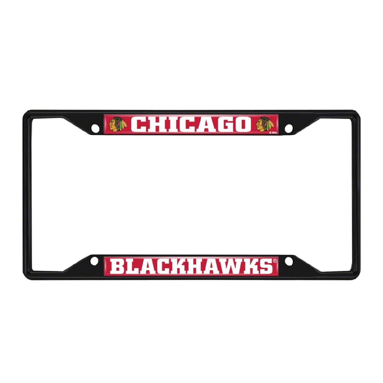 Universal AT License Plate Frame with Chicago Blackhawks Logo; Black ...