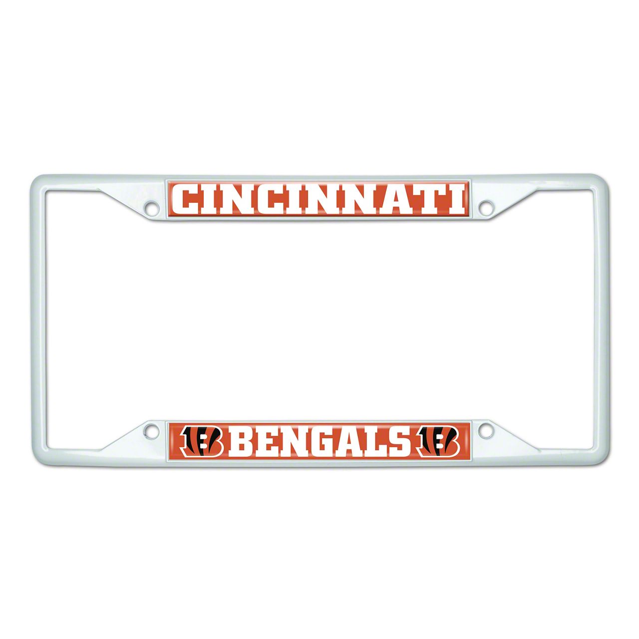 Universal AT License Plate Frame with Cincinnati Bengals; White ...