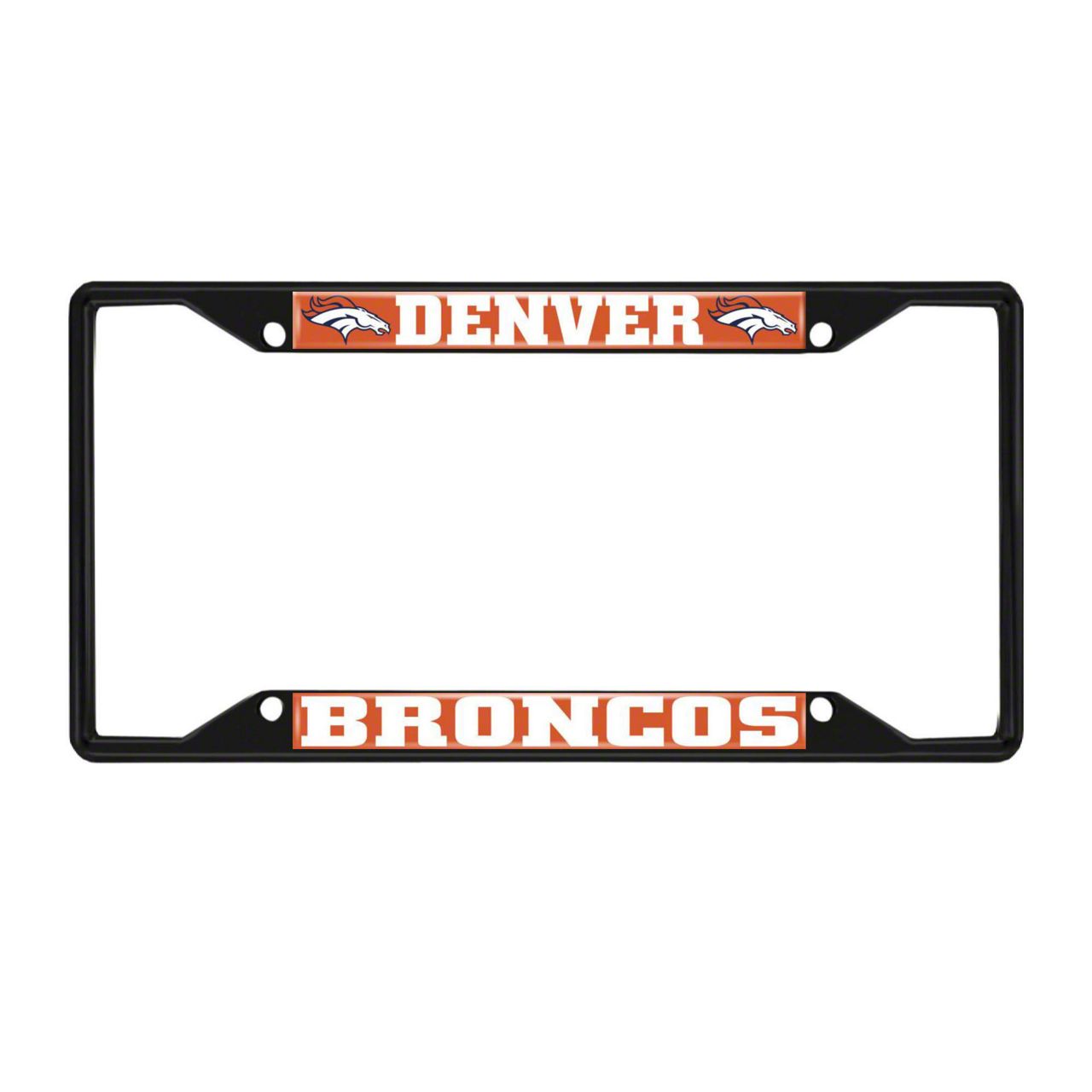 Universal AT License Plate Frame with Denver Broncos Logo; Black and ...