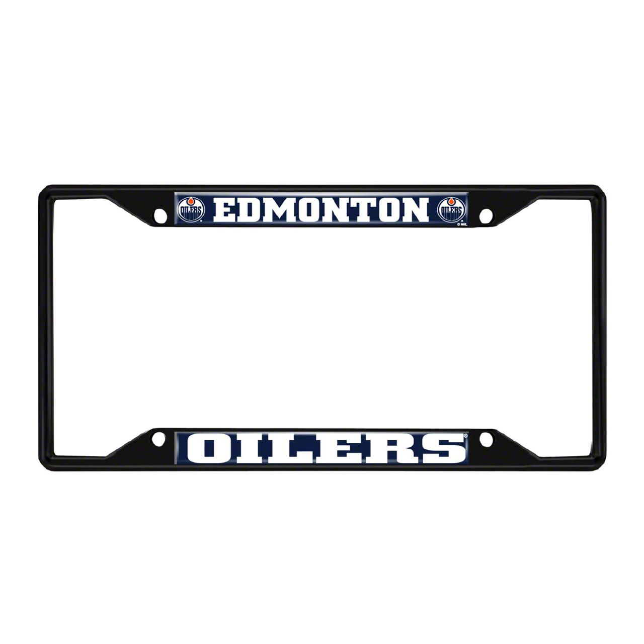 Universal AT License Plate Frame with Edmonton Oilers Logo; Black and ...