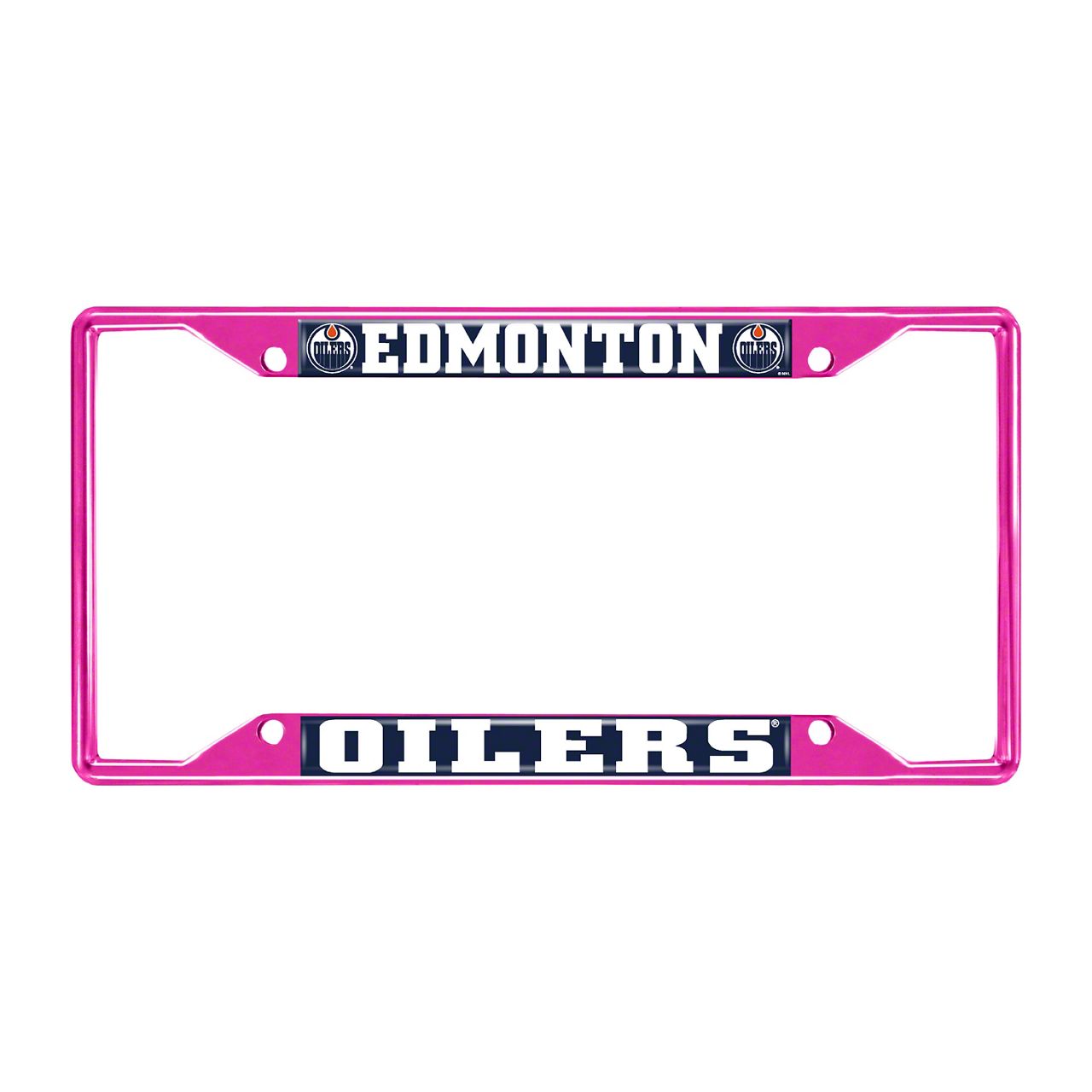 Universal AT License Plate Frame with Edmonton Oilers; Pink (Universal ...