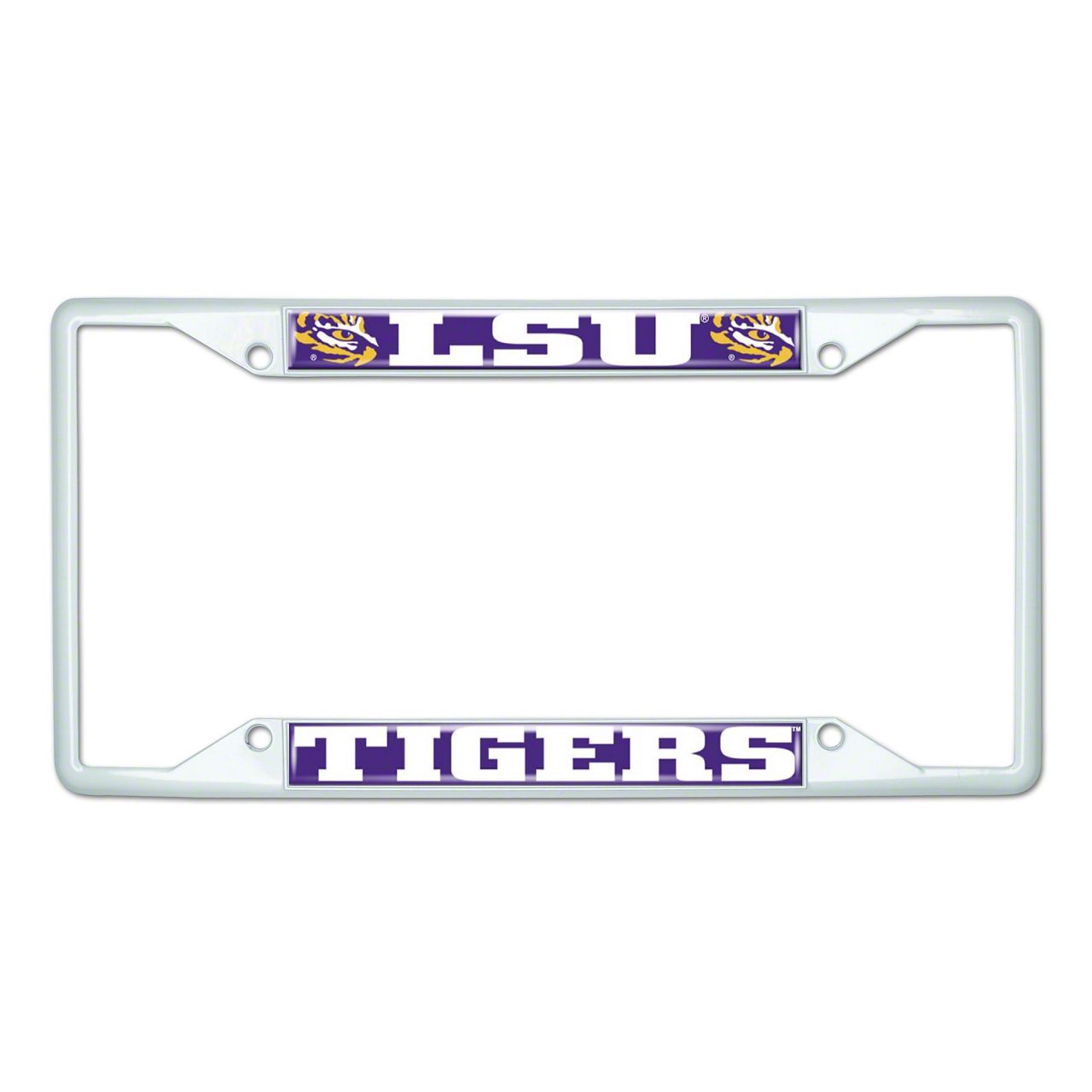 Universal AT License Plate Frame with LSU; White (Universal; Some ...