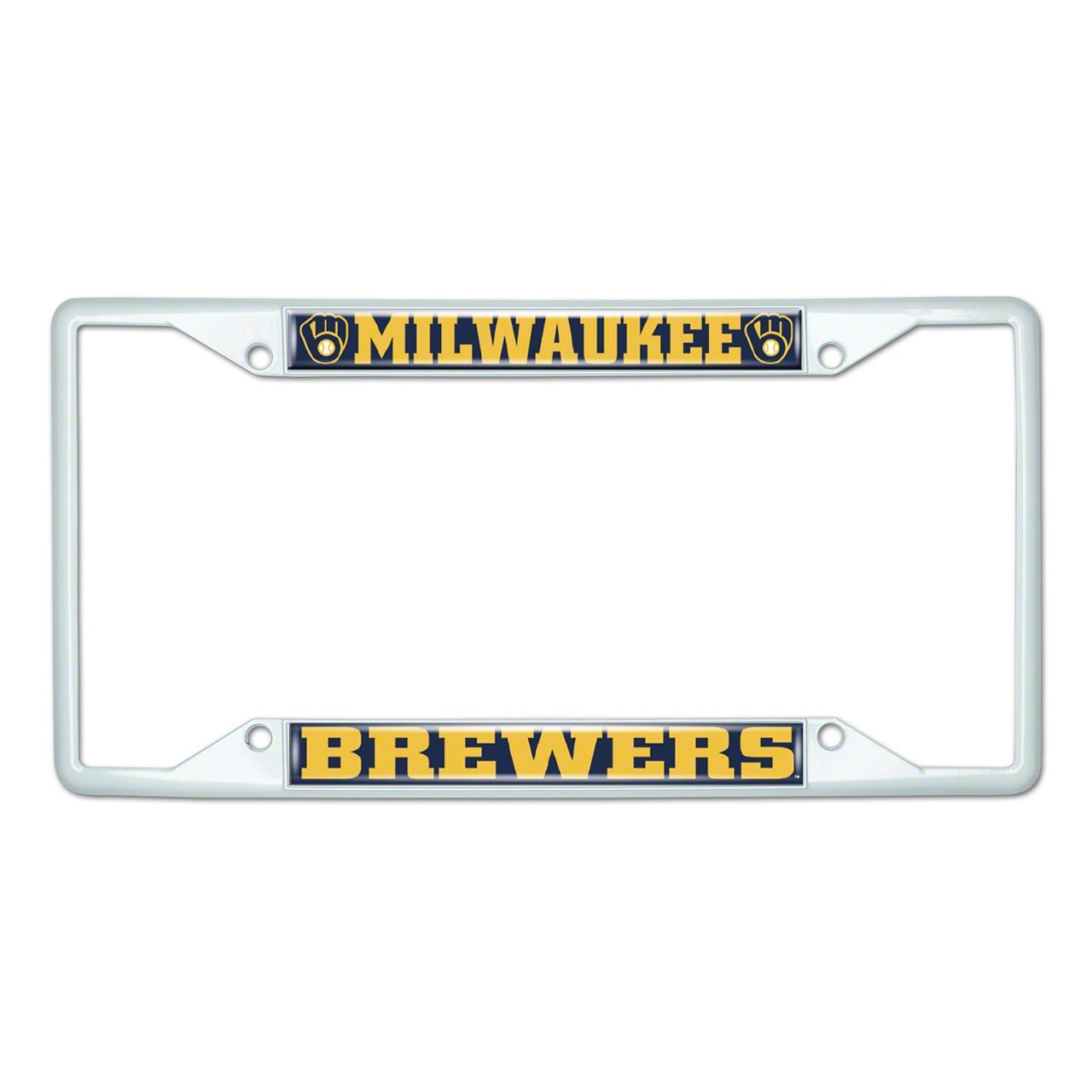 Universal AT License Plate Frame with Milwaukee Brewers; White ...