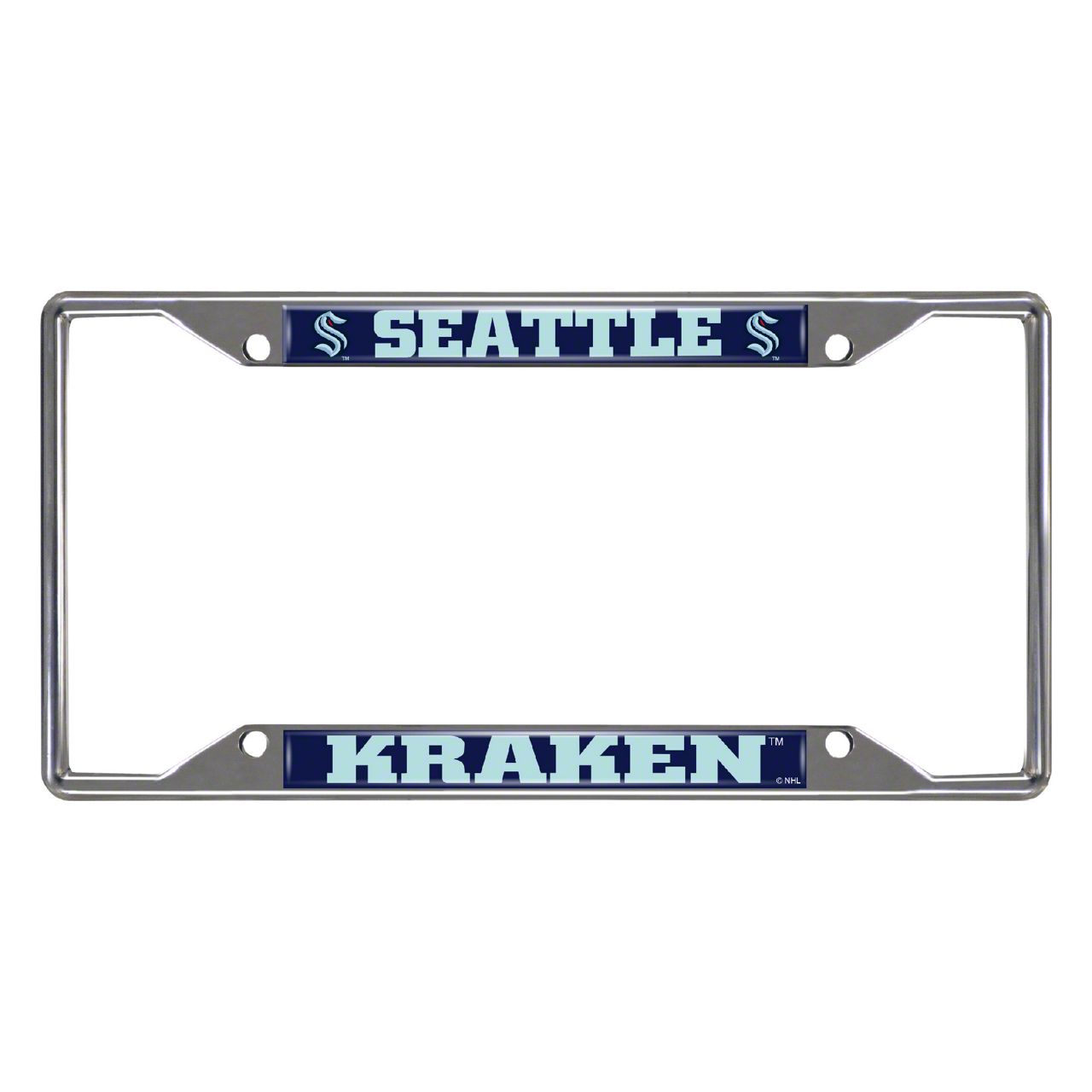 Universal AT License Plate Frame with Seattle Kraken Logo; Chrome ...