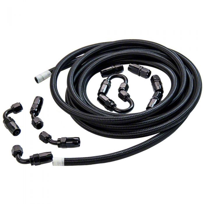 Universal AT Stainless Steel Braided Fuel/Oil Hose Kit; -6AN; 16-Foot ...