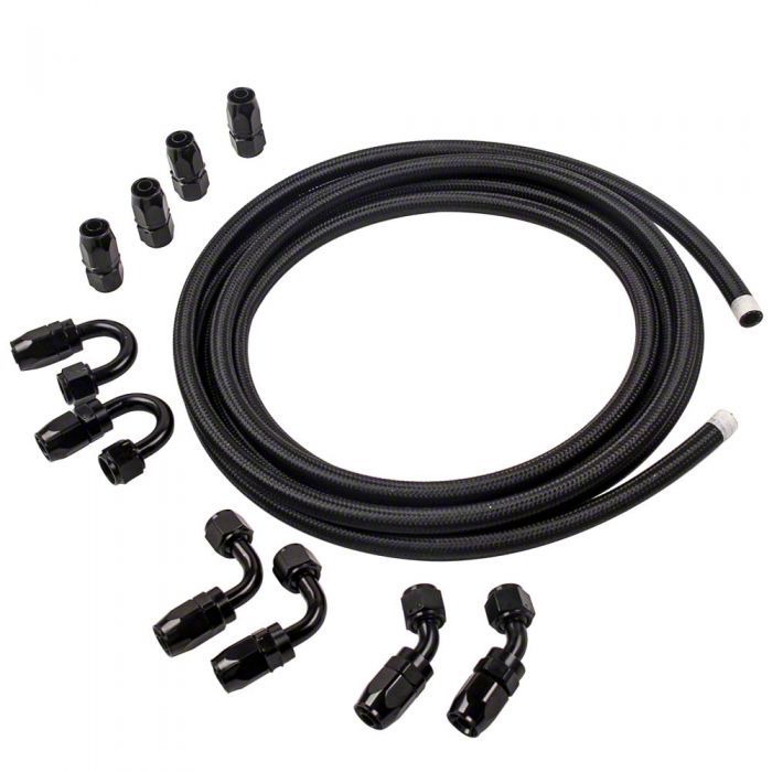 Universal AT Stainless Steel Braided Fuel/Oil Hose Kit; -8AN; 16-Foot ...