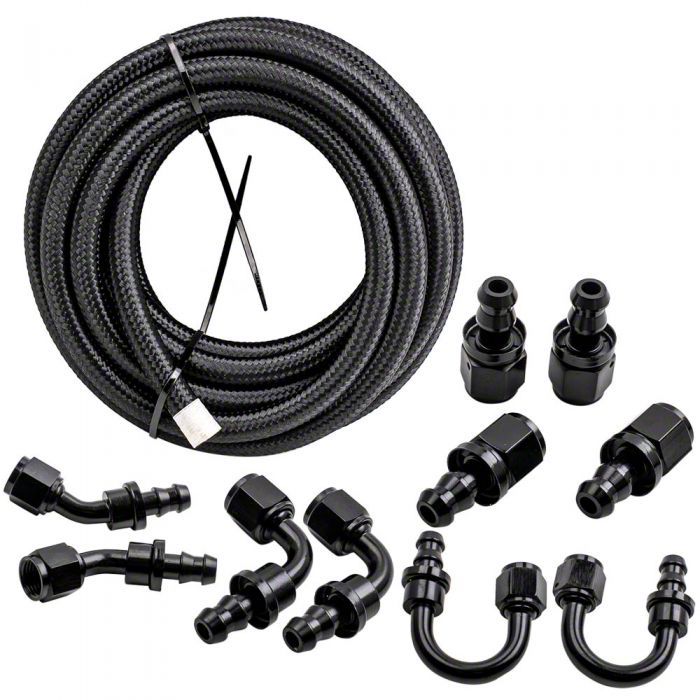 Universal AT Stainless Steel Braided Fuel/Oil Hose Kit with Push-Lock ...