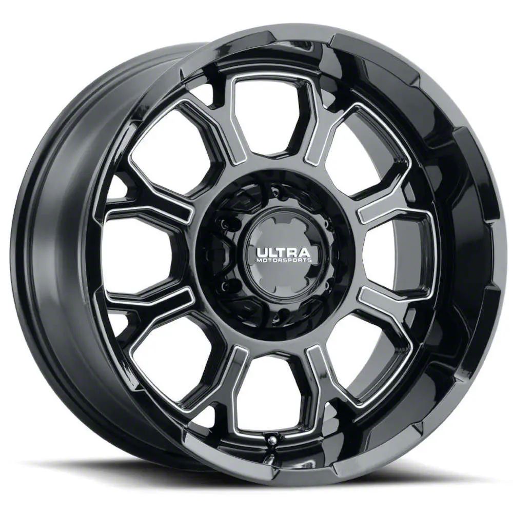 Ultra Wheels Sierra 1500 Commander Gloss Black Milled 6-Lug Wheel; 18x9 ...