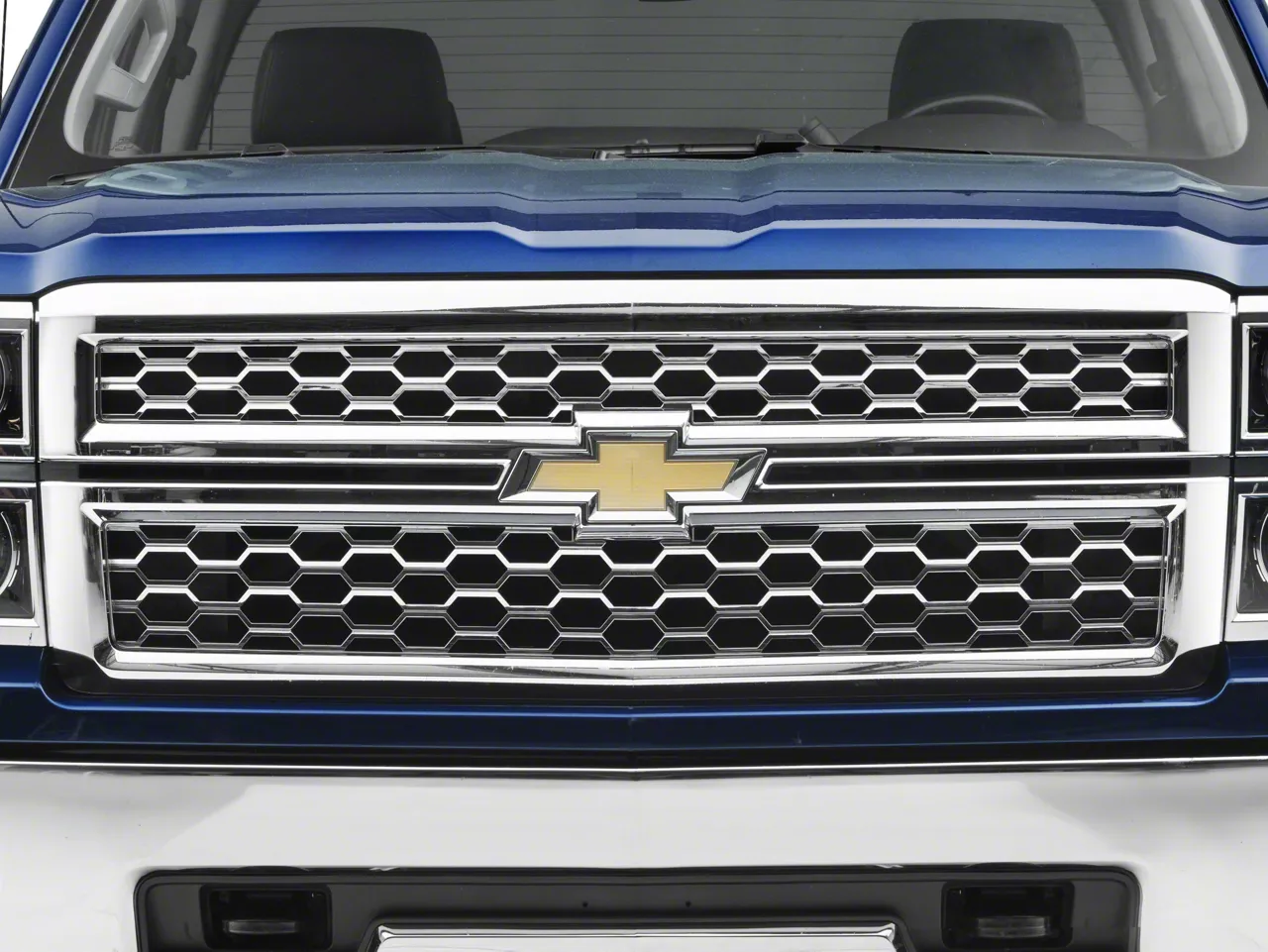 Silverado 1500 Upper Overlay Grille; Chrome (14-15 Silverado 1500 LT, WT)