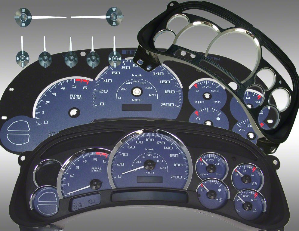 US Speedo Silverado 1500 Escalade Edition Gauge Cluster Kit; KMH; Blue ...