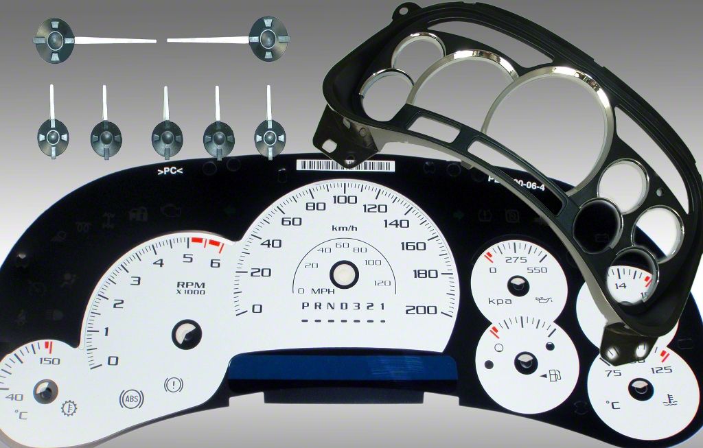 US Speedo Silverado 1500 Escalade Edition Gauge Cluster Kit; KMH; White ...