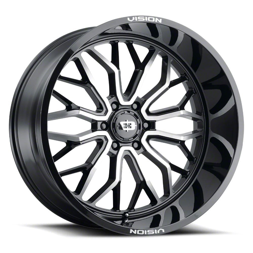 Vision Off-Road Silverado 3500 Riot Gloss Black Machined 8-Lug Wheel ...