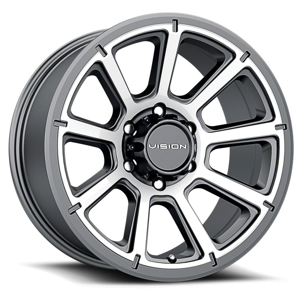 Vision Off-Road Ranger Turbine Gunmetal Machined Face 6-Lug Wheel; 18x9 ...