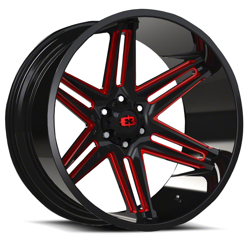Vision Off-Road Sierra 3500 Razor Gloss Black Milled Spoke with Red ...