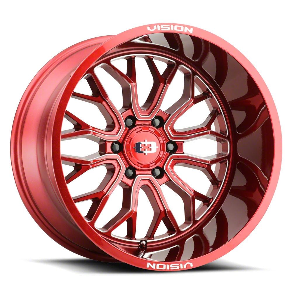 Vision Off-Road Silverado 3500 Riot Red Tint Milled 8-Lug Wheel; 20x10 ...