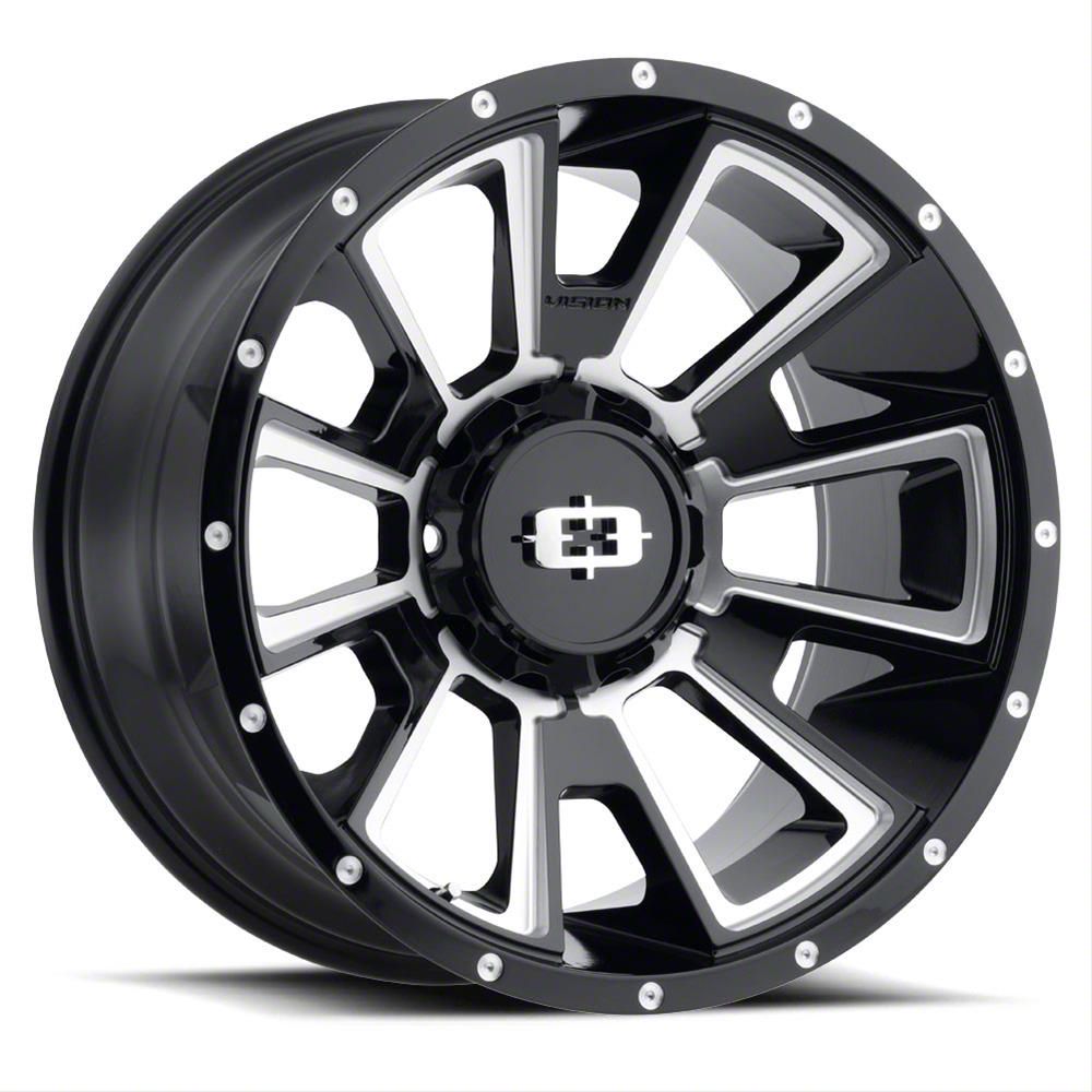 Vision Off-Road Tahoe Rebel Gloss Black Milled 6-Lug Wheel; 20x12 ...