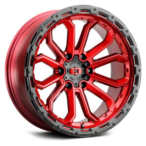 Vision Wheel Canyon Korupt Gloss Red with Gloss Black Lip 6-Lug Wheel ...