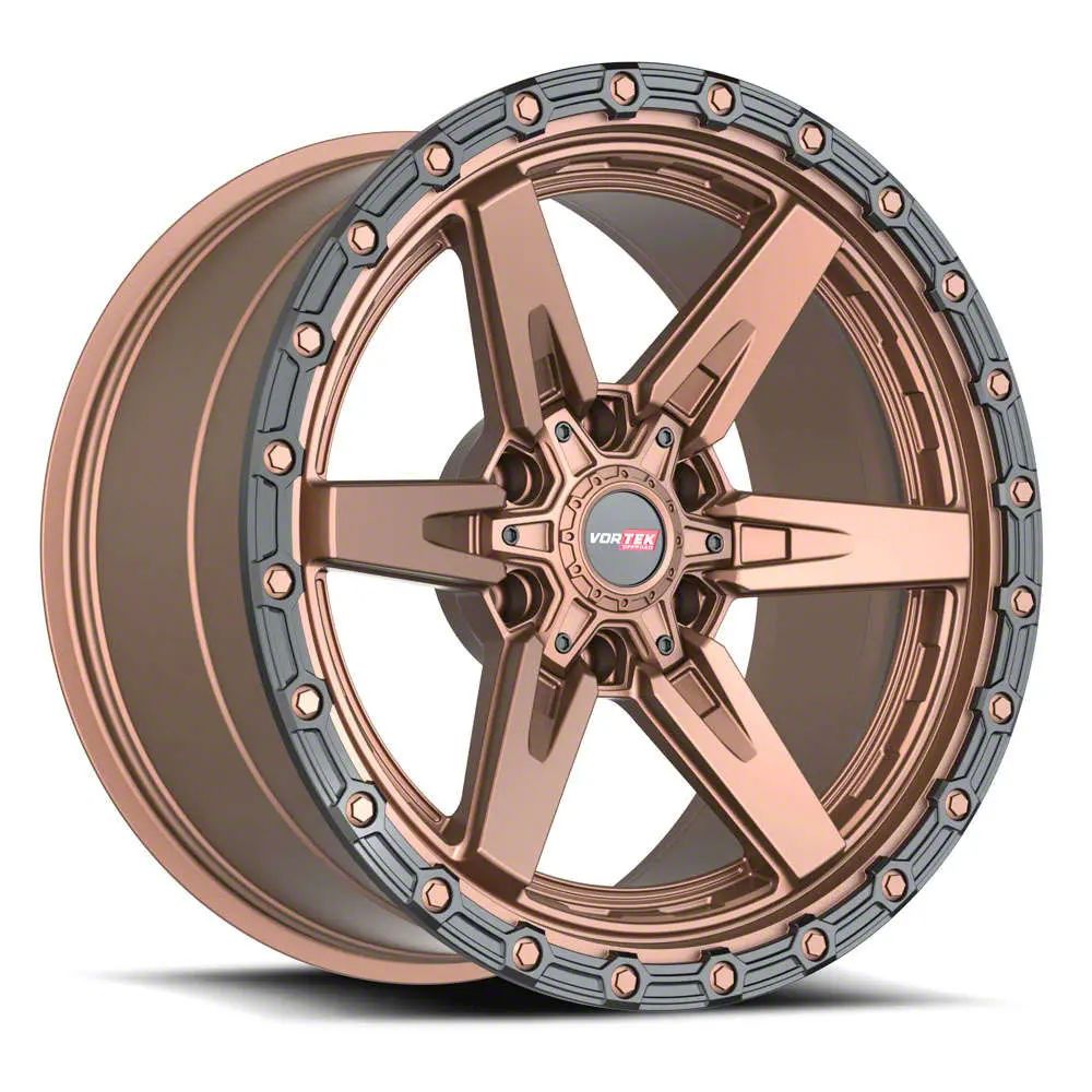 Vortek Off-Road Canyon VRT-602 Matte Bronze with Black Bead Ring 6-Lug ...