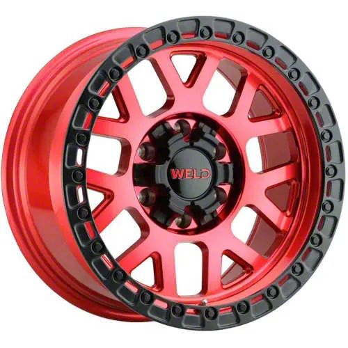 Weld Off-Road F-350 Super Duty Cinch Candy Red with Satin Black Ring 8 ...