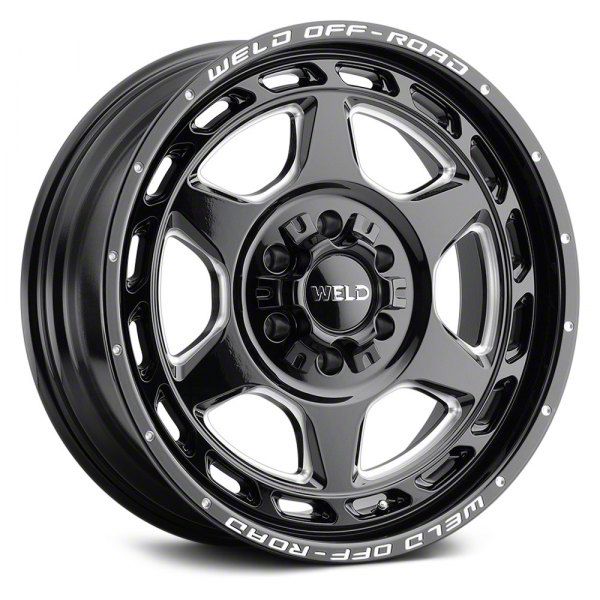 Weld Off-Road Sierra 1500 Aragon Gloss Black Milled 6-Lug Wheel; 22x14 ...