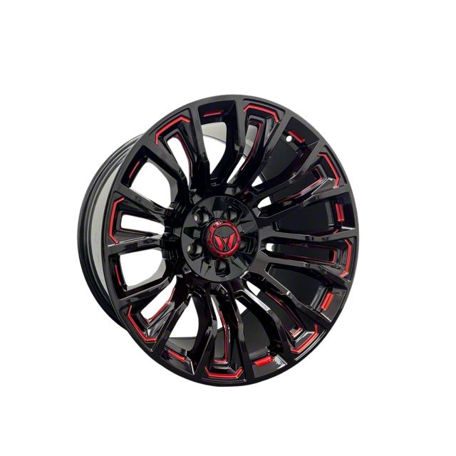 Western Wheels RAM 1500 MAVERICK Gloss Black with Red Milling 5-Lug ...