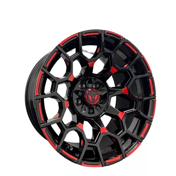 Western Wheels RAM 1500 SPUR Gloss Black with Red Milling 5-Lug Wheel ...