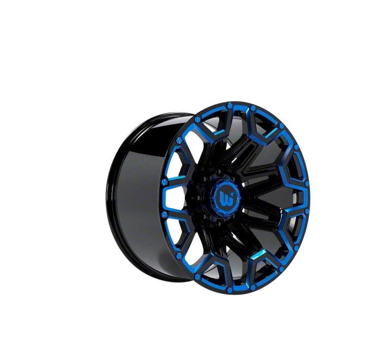 Western Wheels Sierra 1500 BLAZE Gloss Black with Blue Milling 6-Lug ...