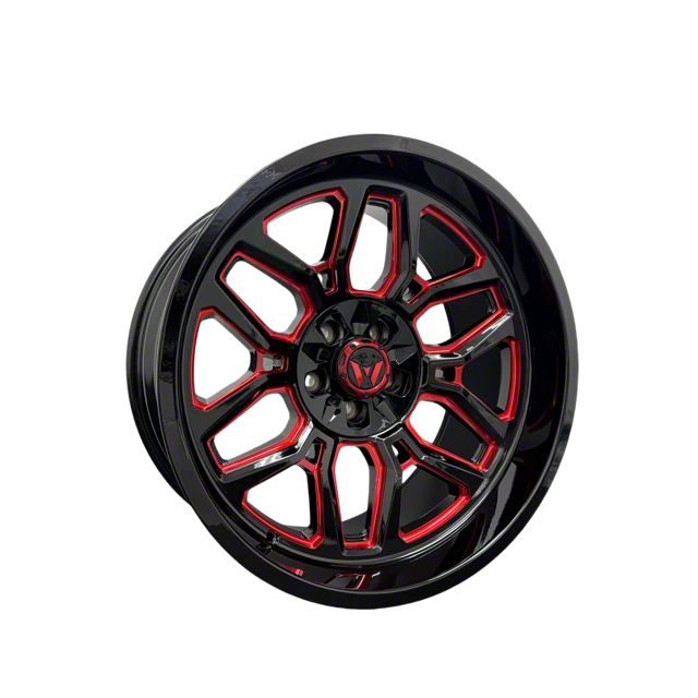 Western Wheels RAM 1500 RANGER Gloss Black with Red Milling 5-Lug Wheel ...